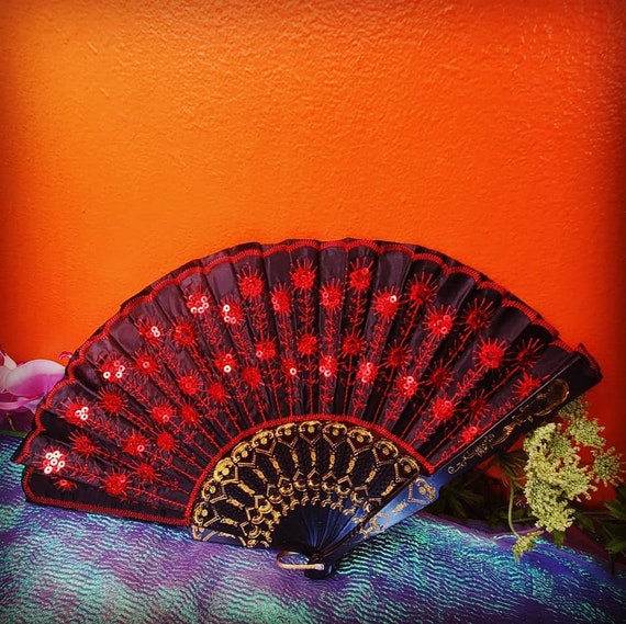 Hand Fans Rose Flower - Etsy