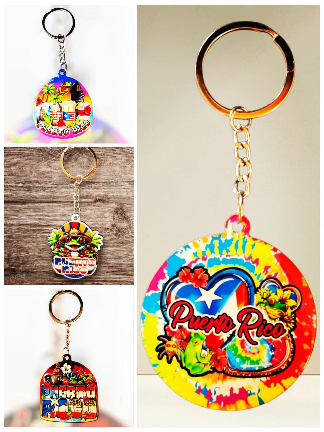Double Sided Puerto Rico Key Chain - Etsy