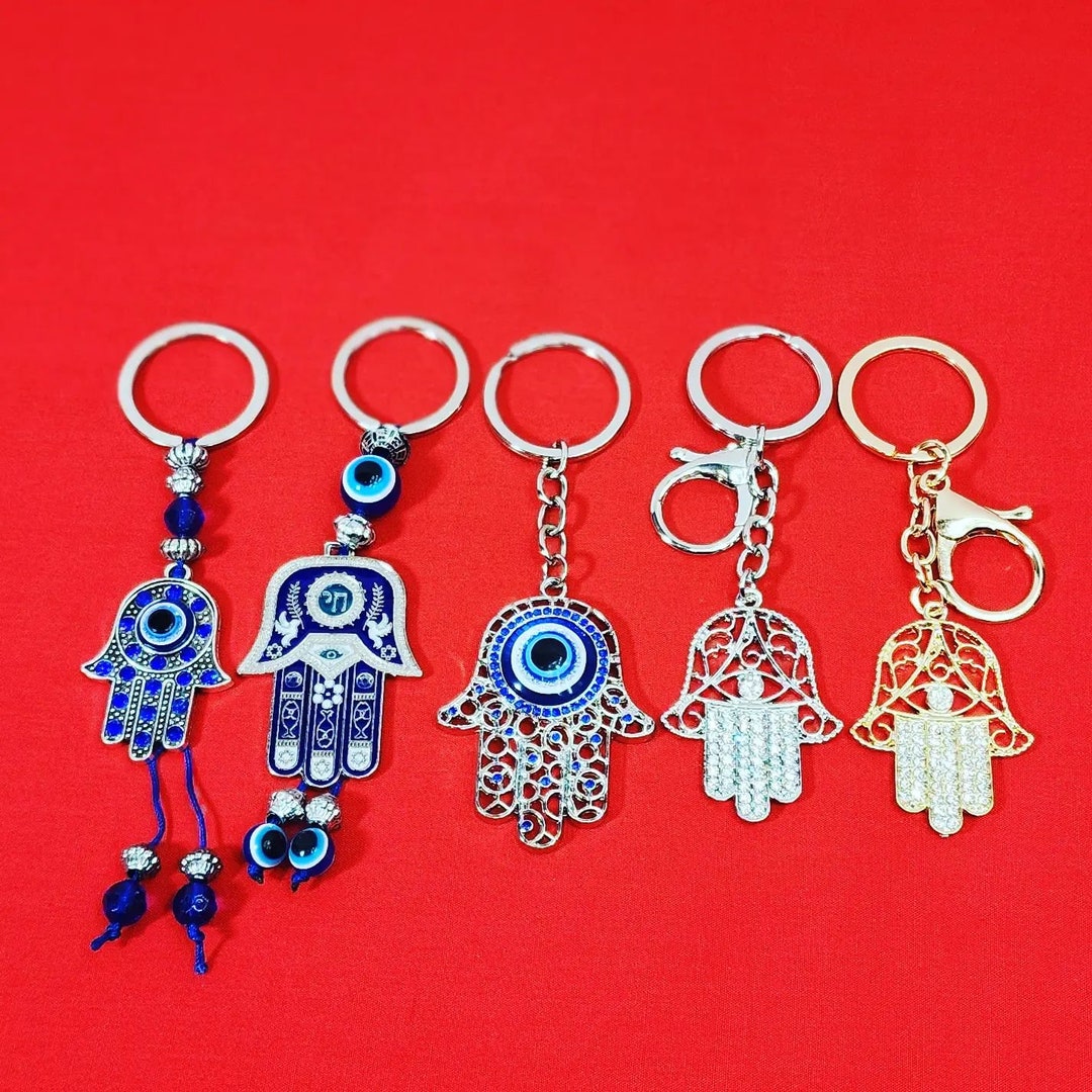 Hamsa Evil Eye Protection Keychain for Good Luck - Etsy