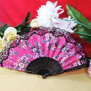 Hand Fans Rose Flower - Etsy