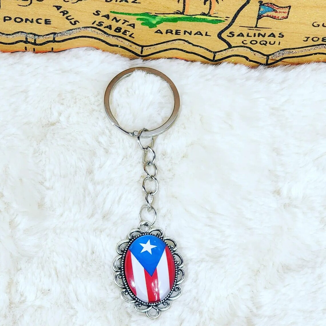 Puerto Rico Flag Keychain - Etsy