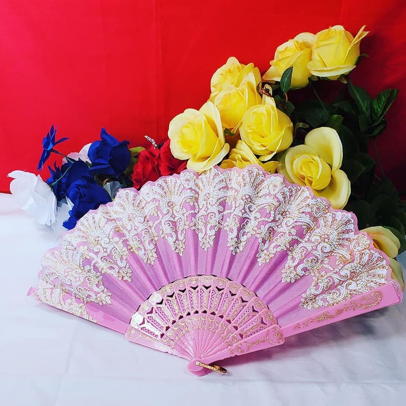 Hand Fans Rose Flower - Etsy