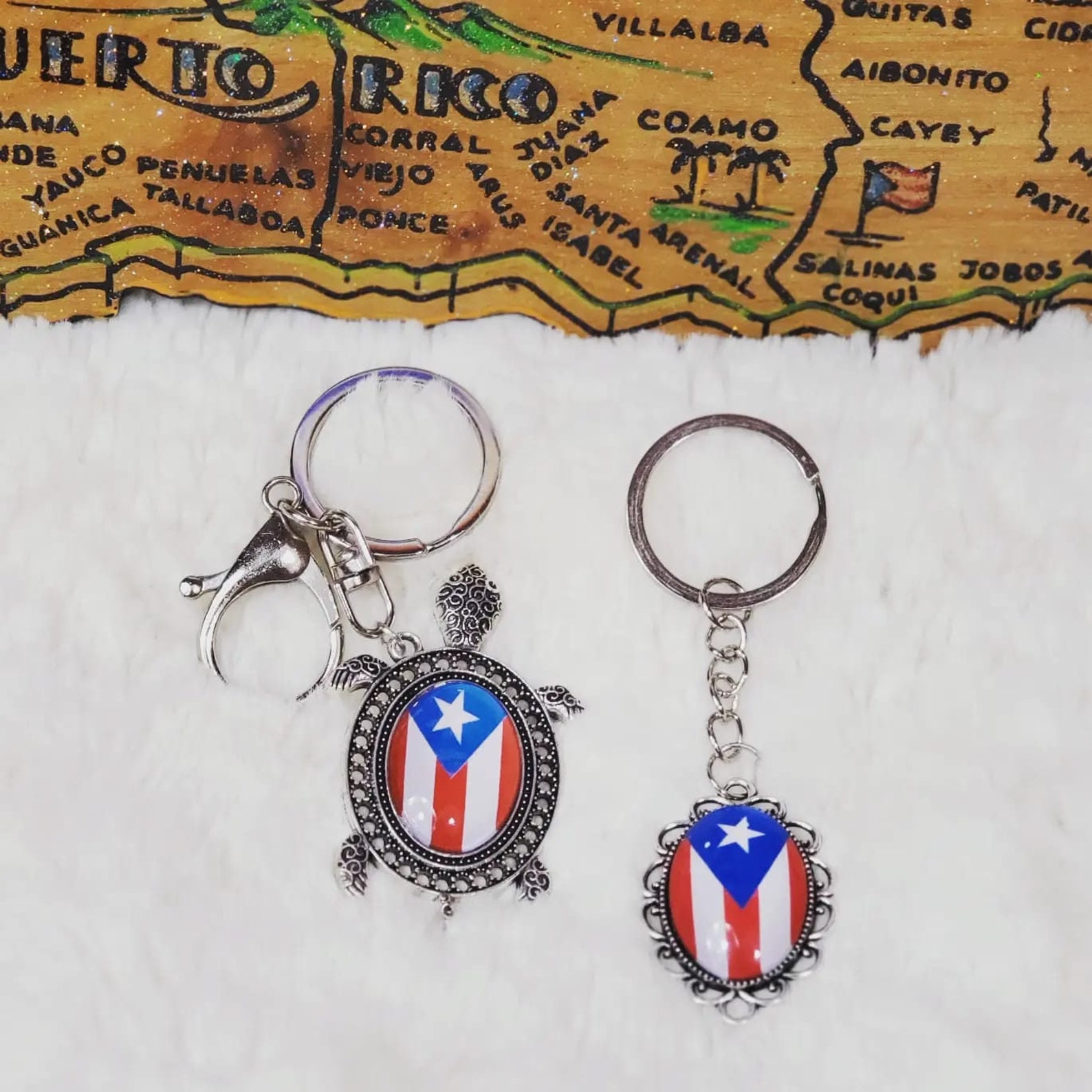 Puerto Rico Flag Keychain - Etsy