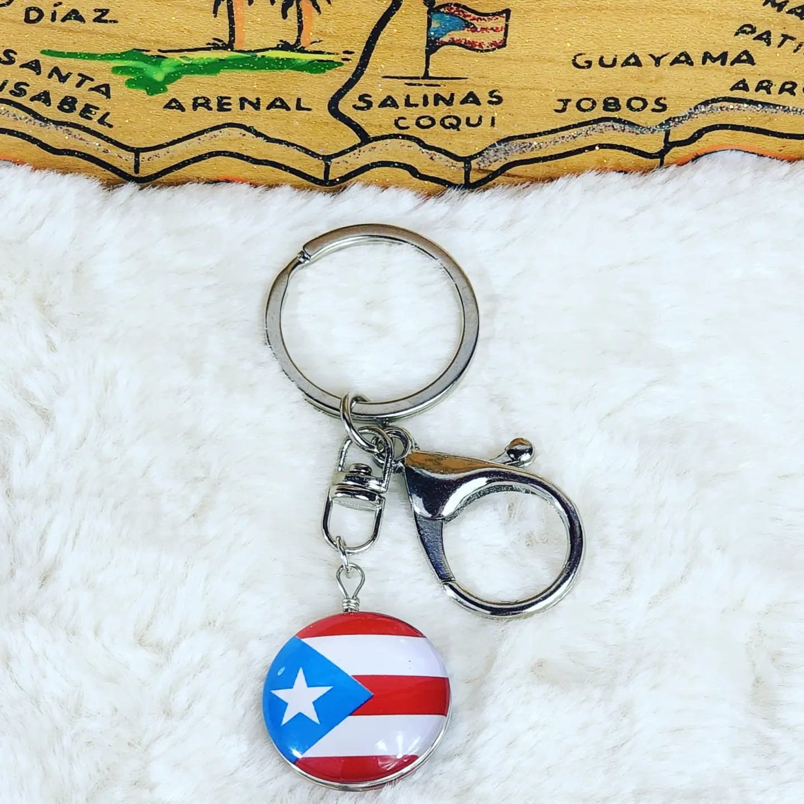 Puerto Rico Flag Keychain - Etsy