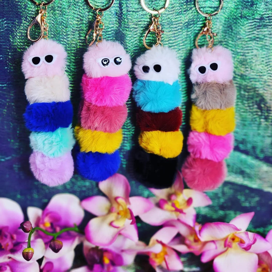 Fluffy Caterpillar Key Chain! - Etsy
