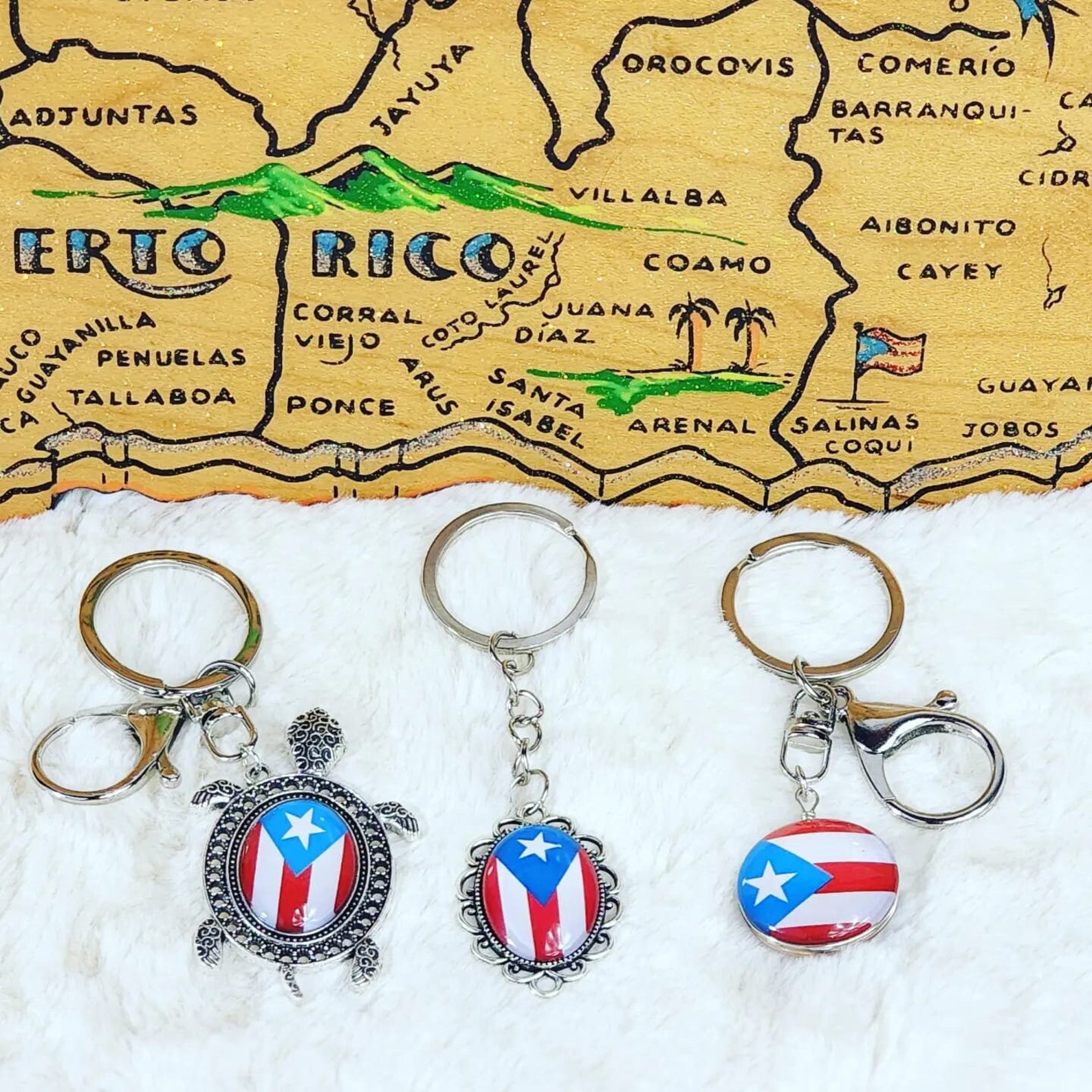 Puerto Rico Flag Keychain - Etsy