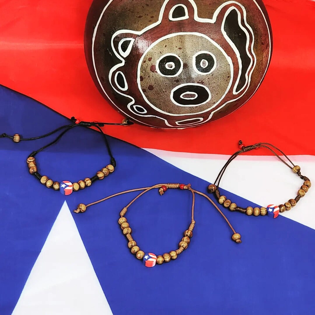 Wooden Beaded Adjustable Puerto Rico Flag Bracelets - Etsy