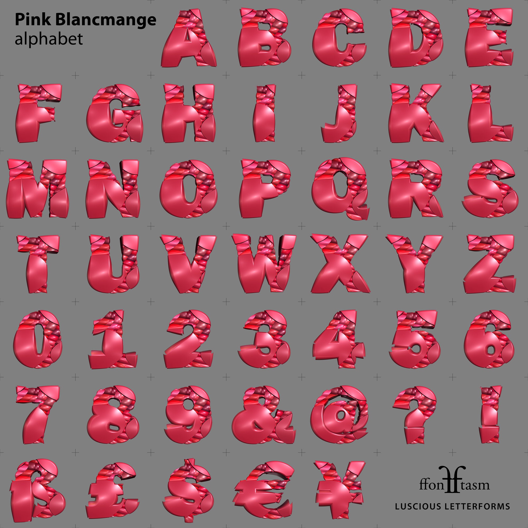 Pink Blancmange Alphabet - Digital Cut-out Letters and Numbers for ...
