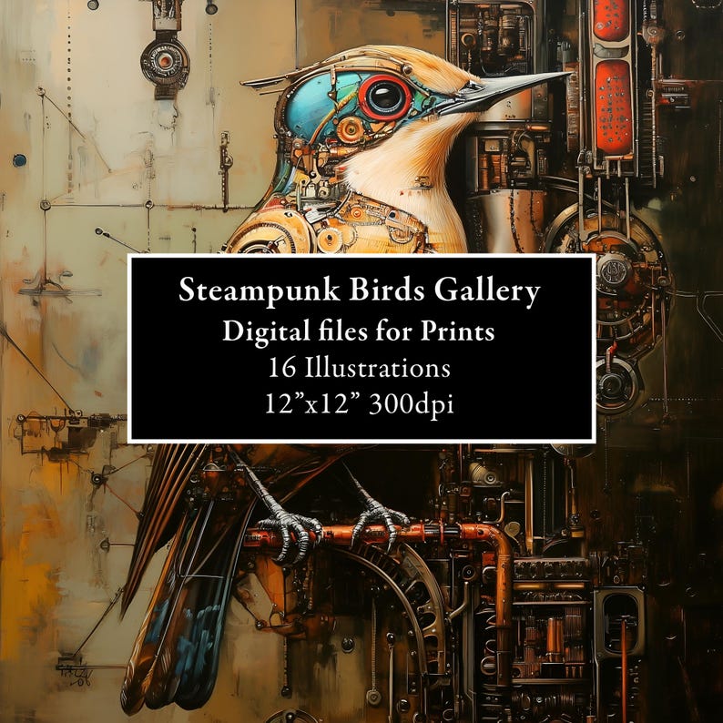 Steampunk Birds Gallery - Digital Files for Prints - 12"x12" at 300dpi ...