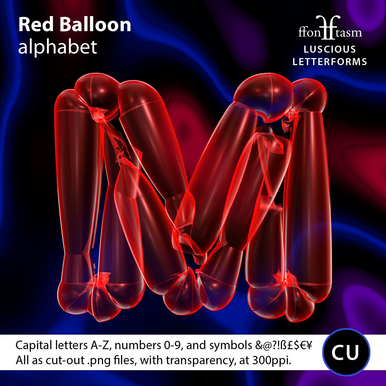 Red Balloon Alphabet Digital Cut-out Letters for Graphic Design ...