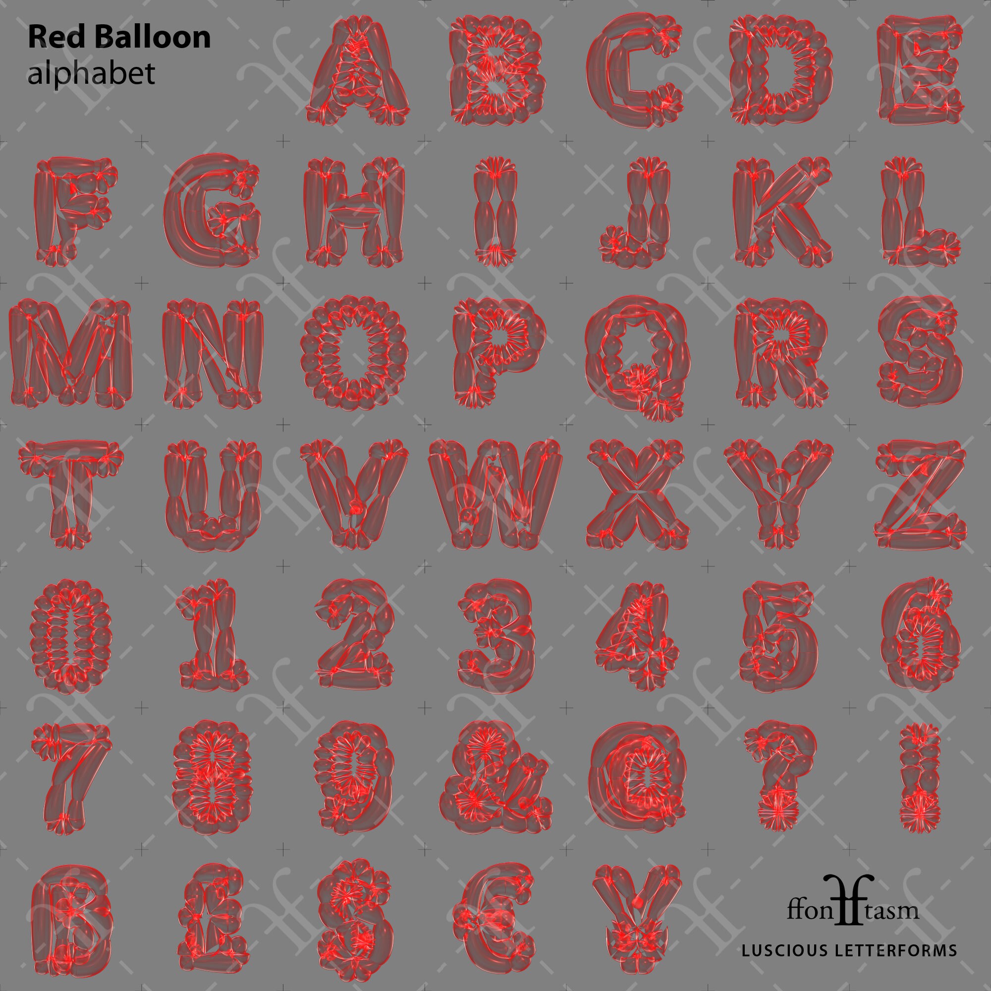 Red Balloon Alphabet Digital Cut-out Letters for Graphic Design ...