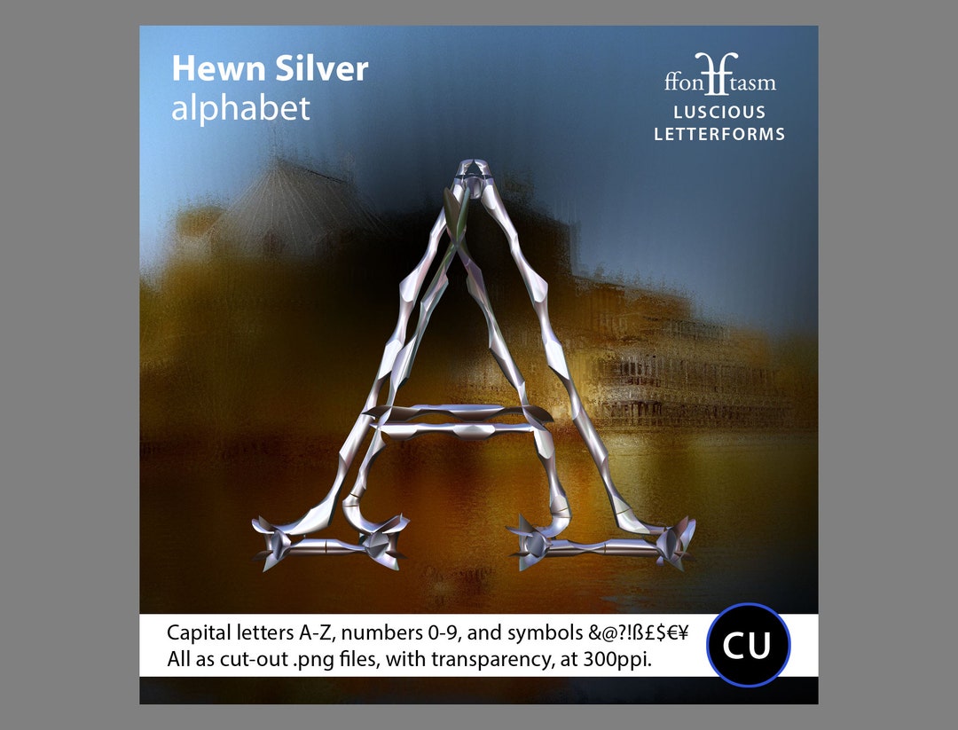 Hewn Silver Alphabet Digital Cut-out Letters for Graphic Design ...