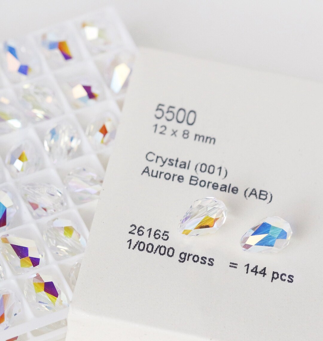 Swarovski 5500 Pear Drop Teardrop Bead 9x6mm Drop Beads Crystal 001AB Crystal Aurore Boreale ...
