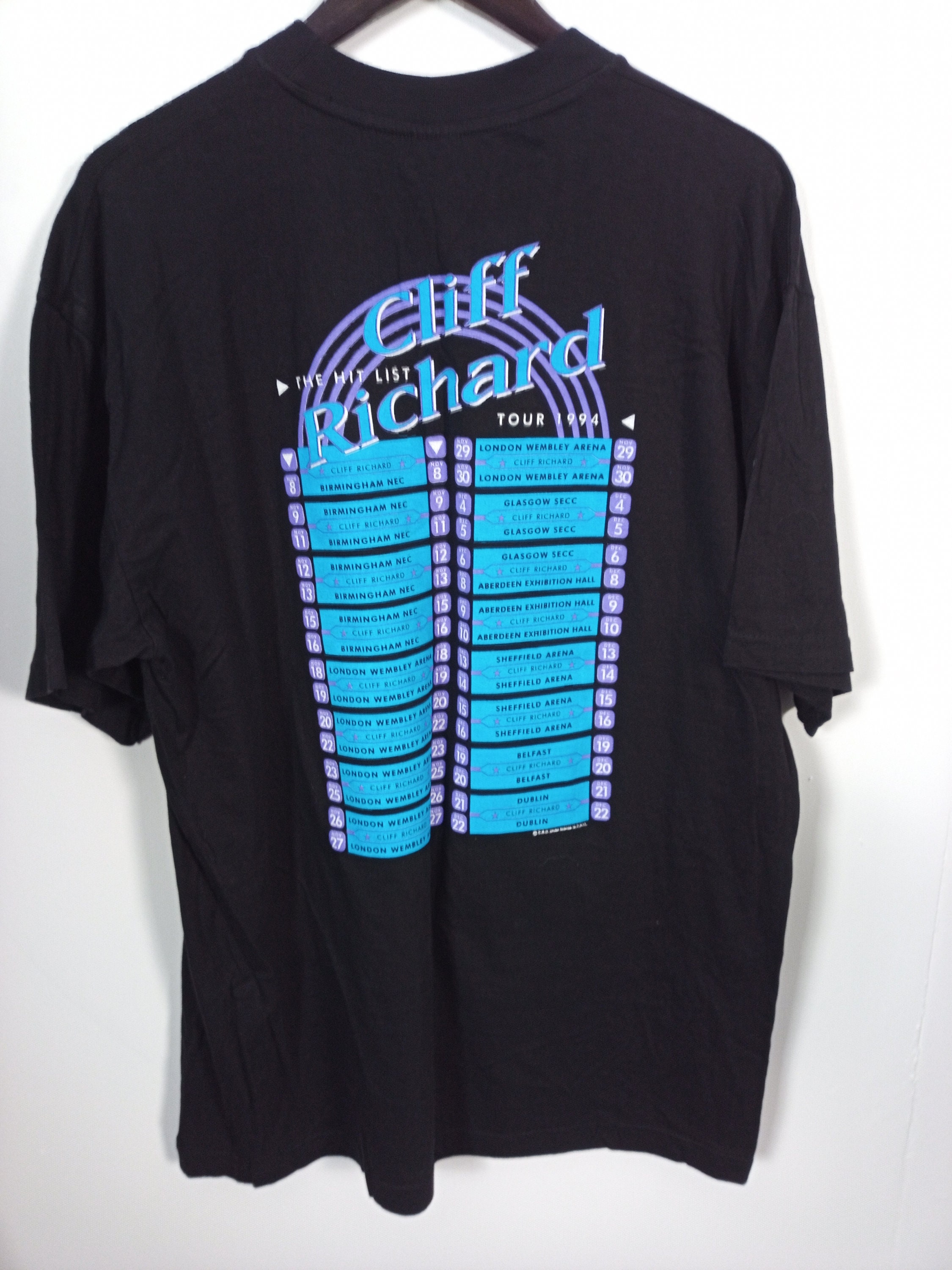 Vintage Cliff Richard Tshirt Cliff Richard 1994 Tour Tshirt Cliff ...
