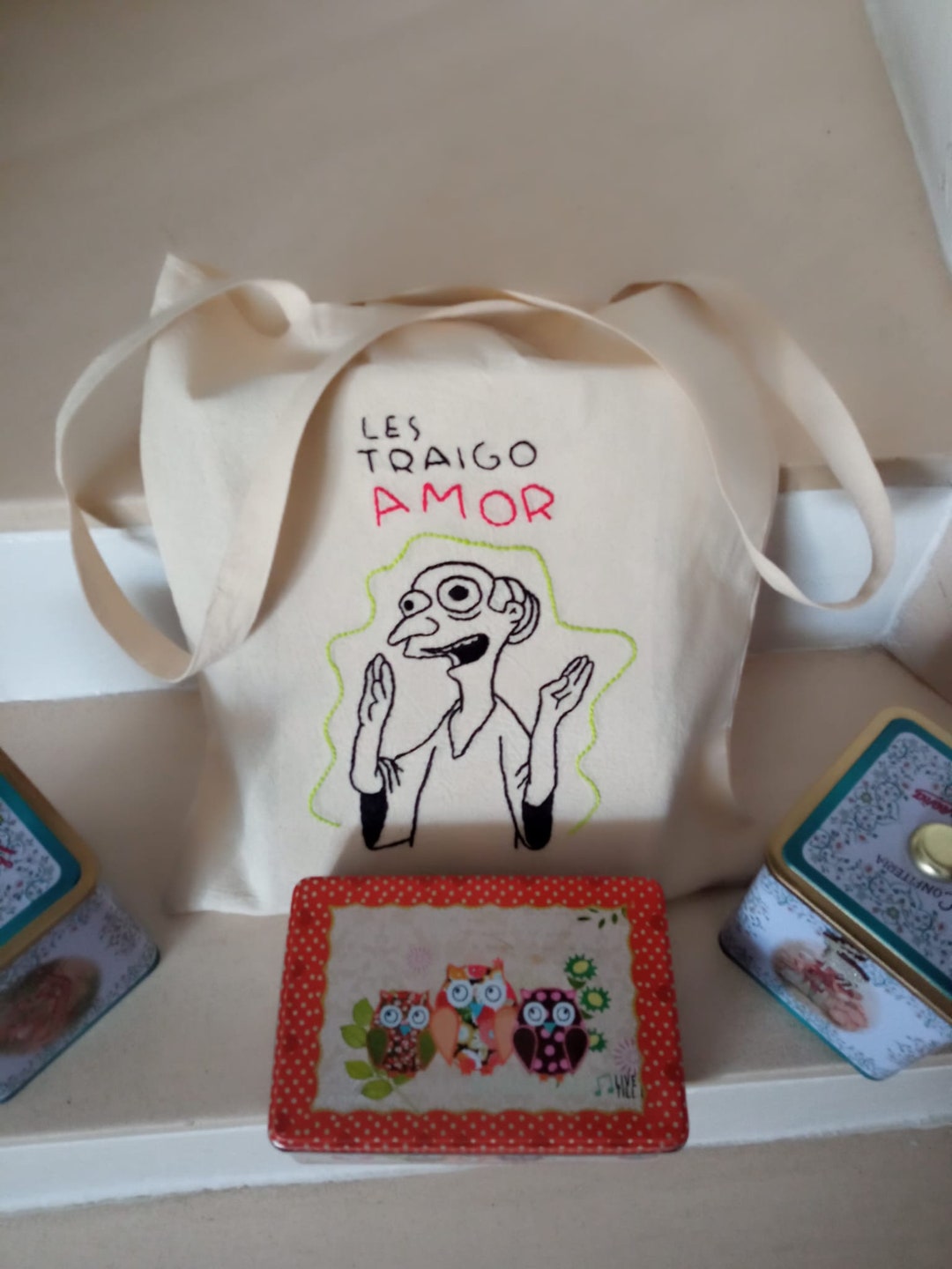 Bolsa De Tela Bordada a Mano os Traigo Amor / Handmade Tote Bag the ...