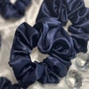 Navy Blue Satin Scrunchies: Silky Hair Accessories - Etsy