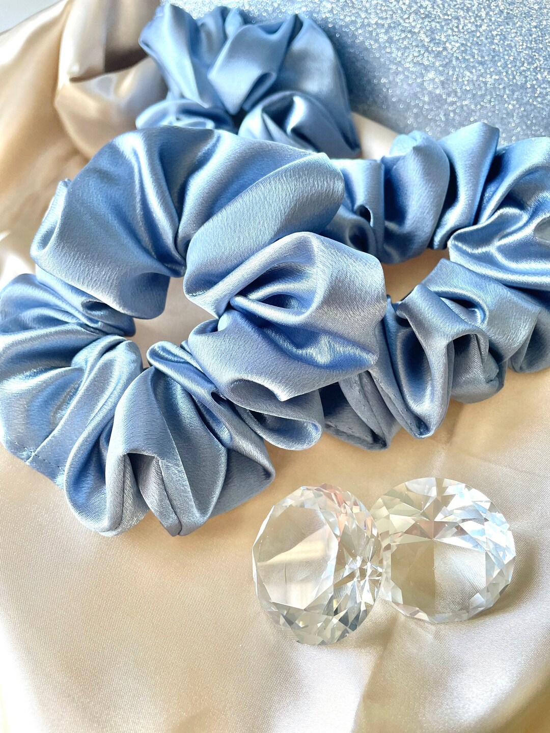 Cinderella Dusty Blue Satin Silk Scrunchie - Etsy Canada