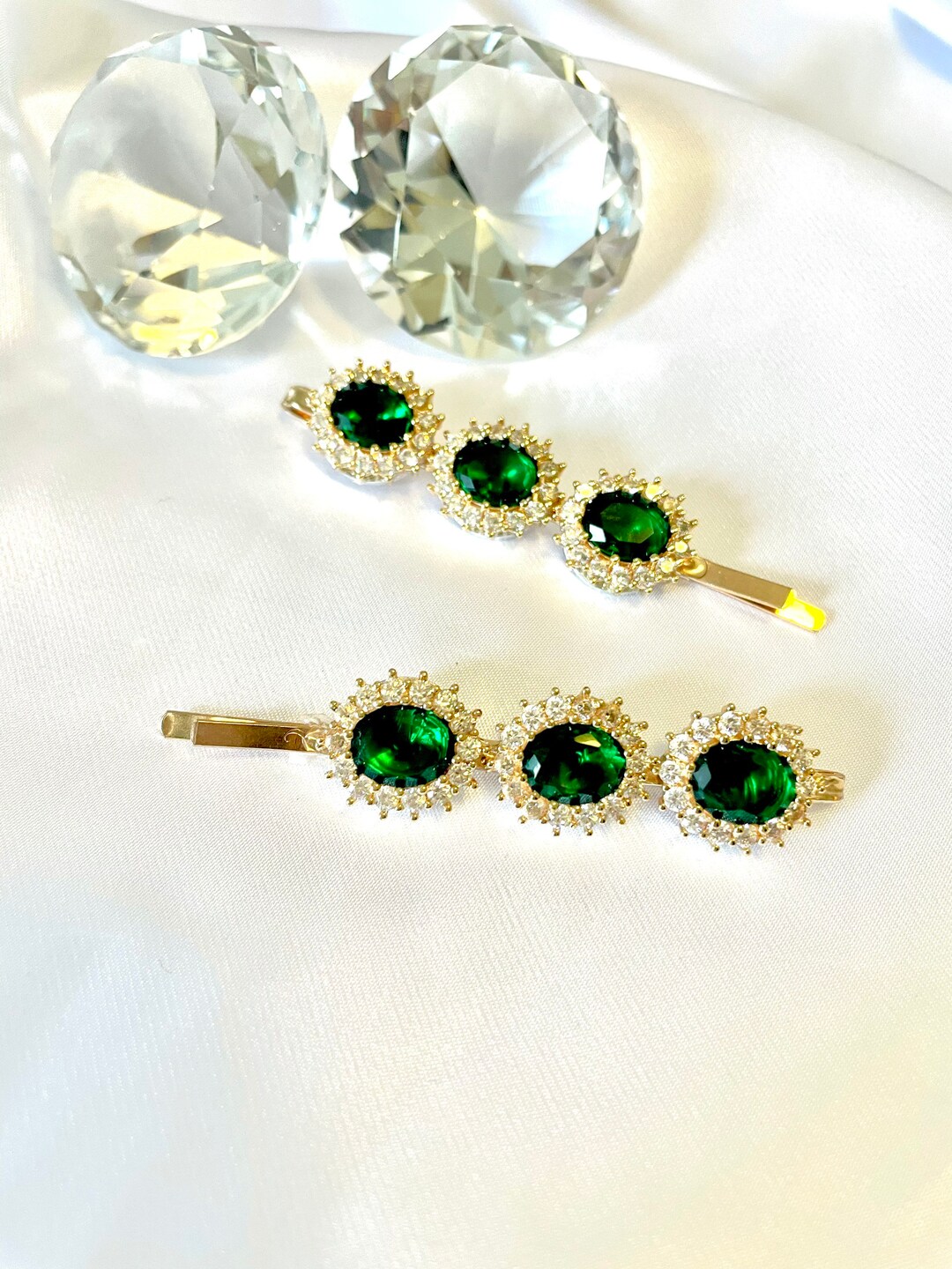 Emerald Green Rhinestone Bobby Pin. - Etsy