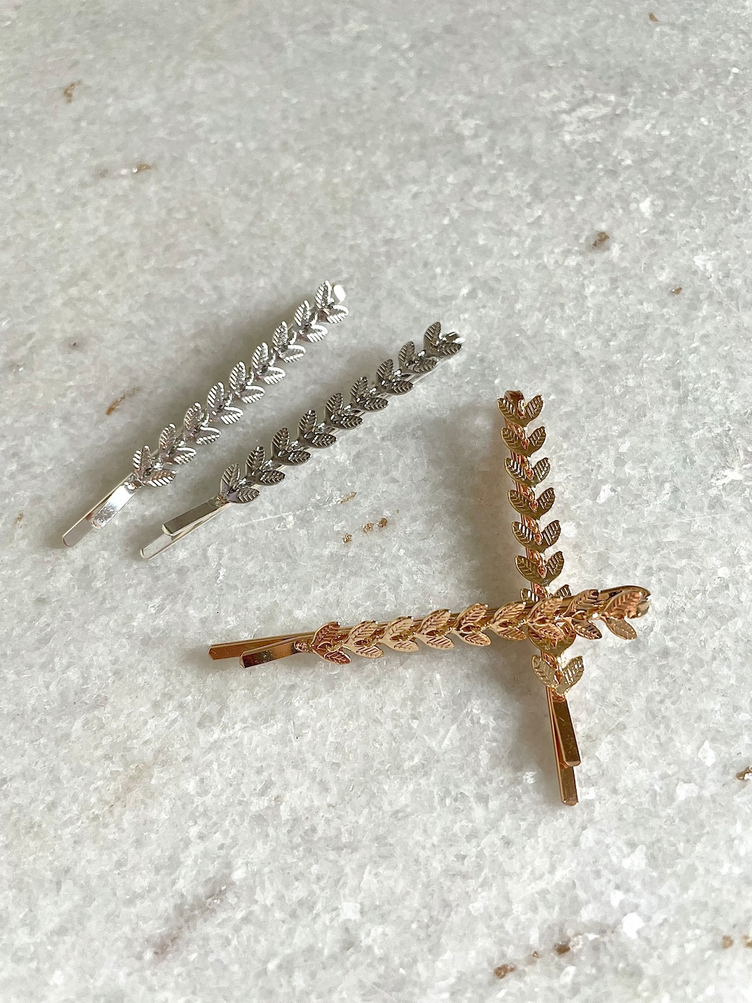 Leaf Chain Mini Hair Pin Set - Etsy
