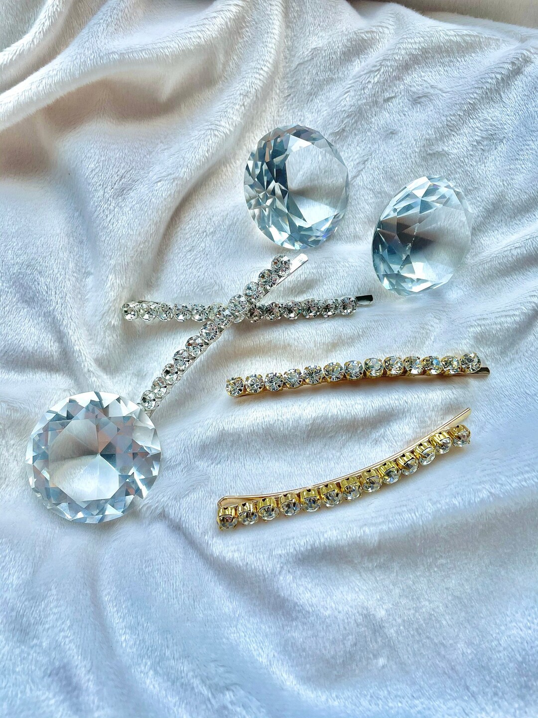 Gold or Silver Bridal Crystal Hair Pin Set - Etsy