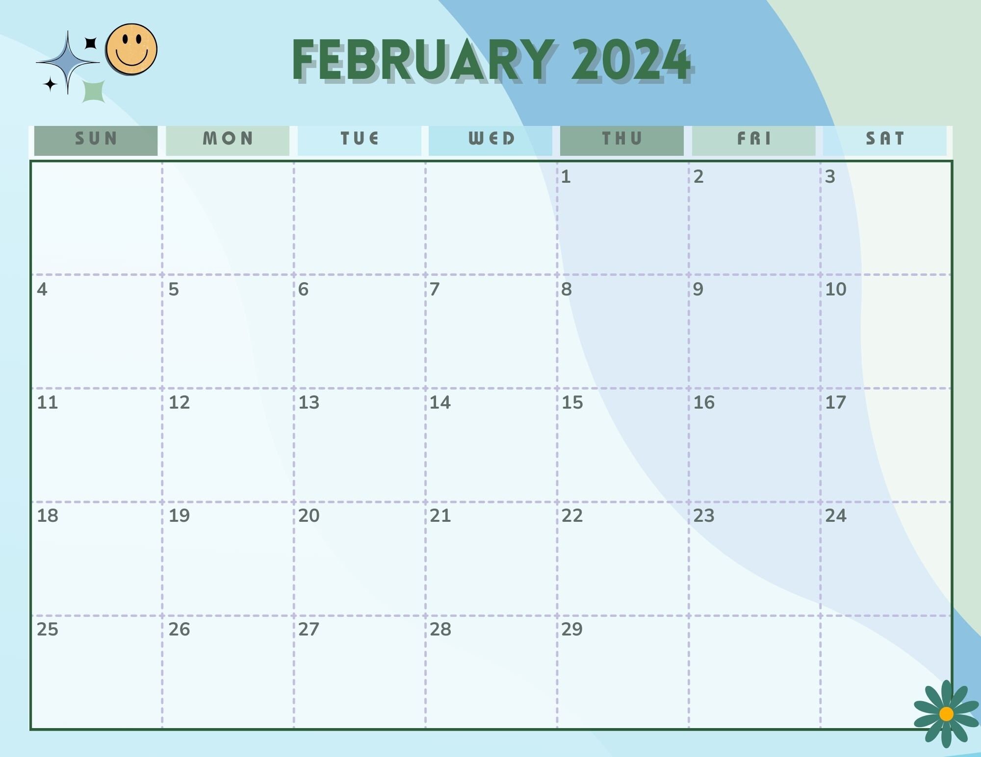 2024 Printable Calendar Digital Download Blank Calendar - Etsy