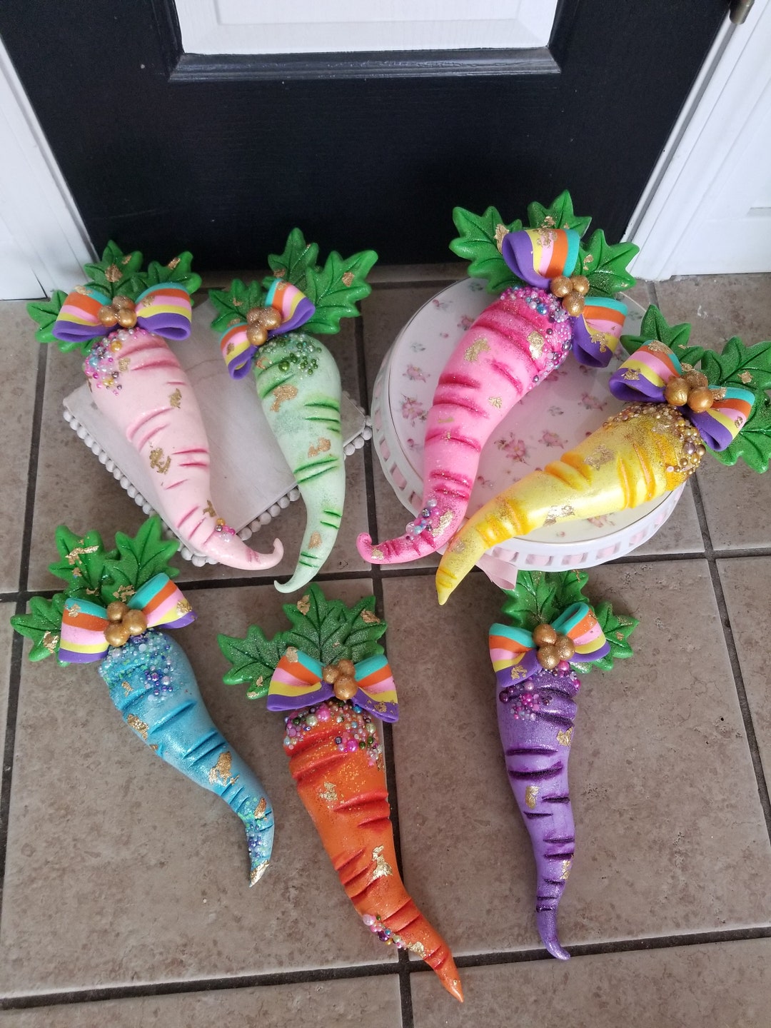 Wreath Attachment Carrots , Whimsical Fake Bake Carrot for Easter Decor, Tier Tray, Centerpiece ...