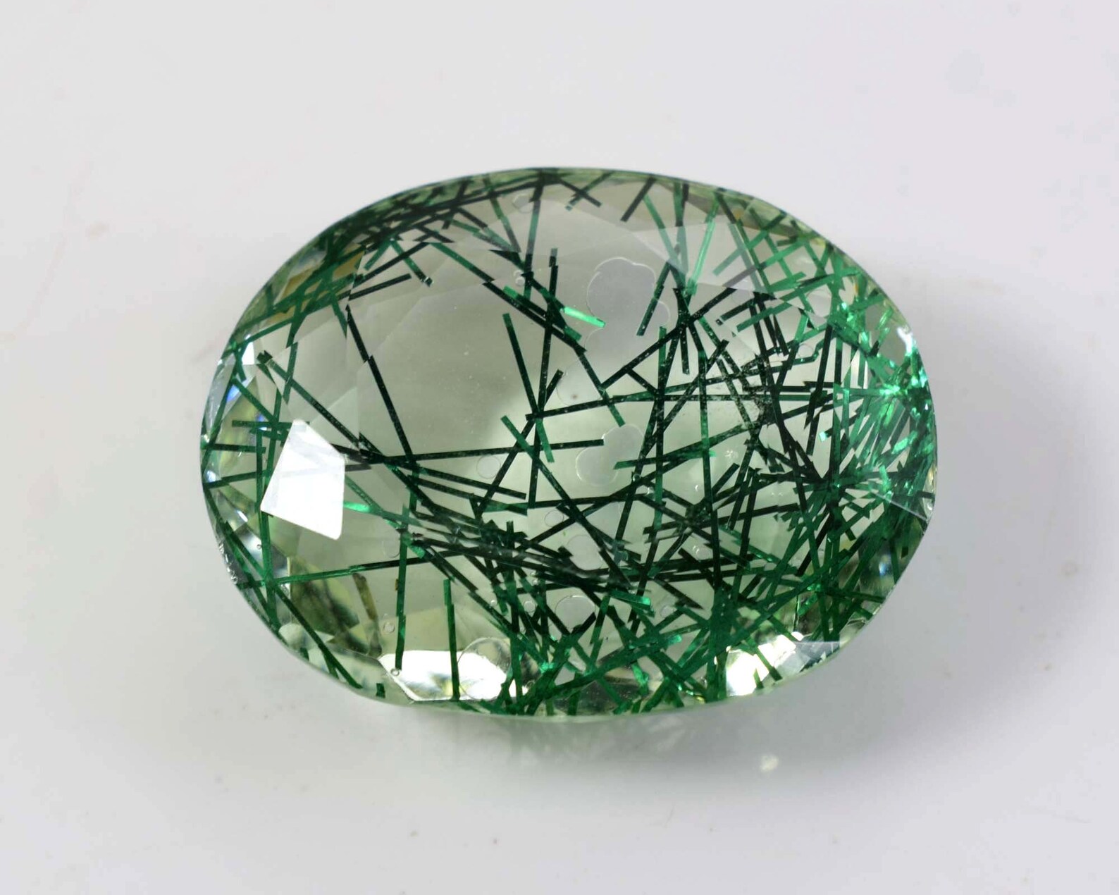 99 Cts Green Rutilated Quartz Faceted Oval Shape Cut Gemstone | Etsy