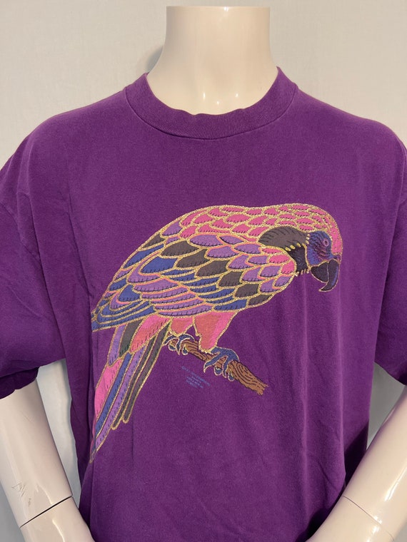 1990s shirt parrot vintage 90s Alfred Dunner tropical… - Gem