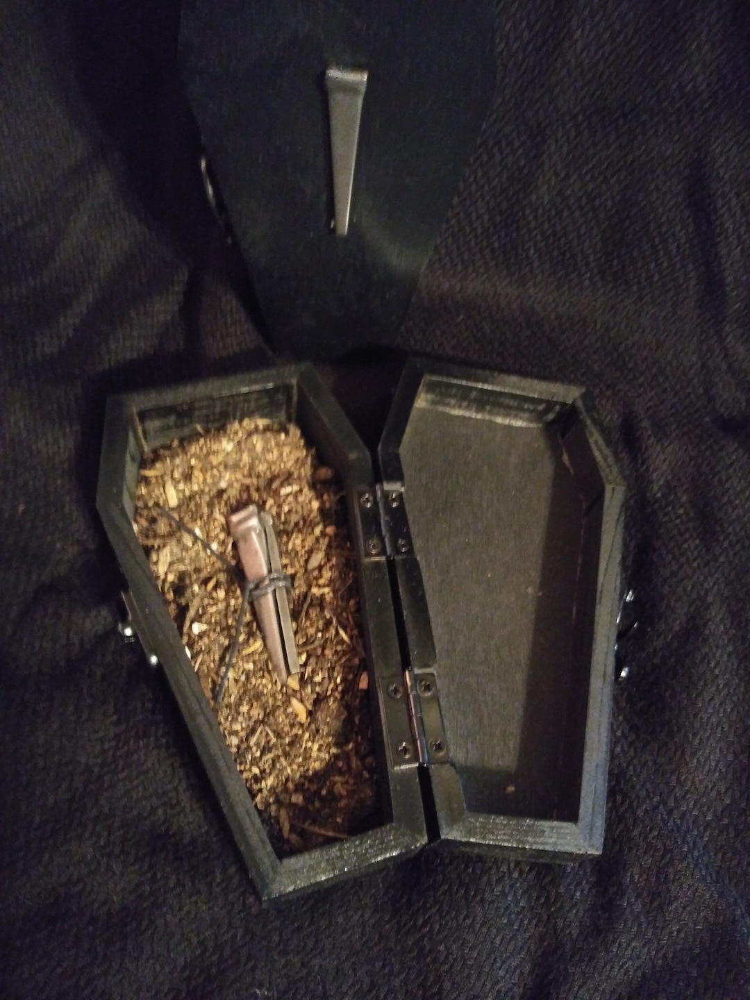 Graveyard Dirt and Coffin Nails in Wood Coffin Box - Etsy