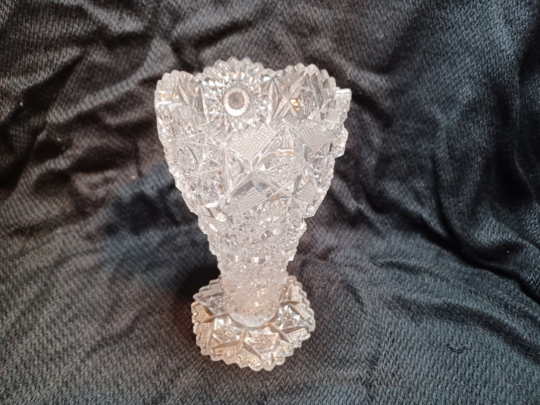 Deep Cut Crystal Flower Vase - Etsy