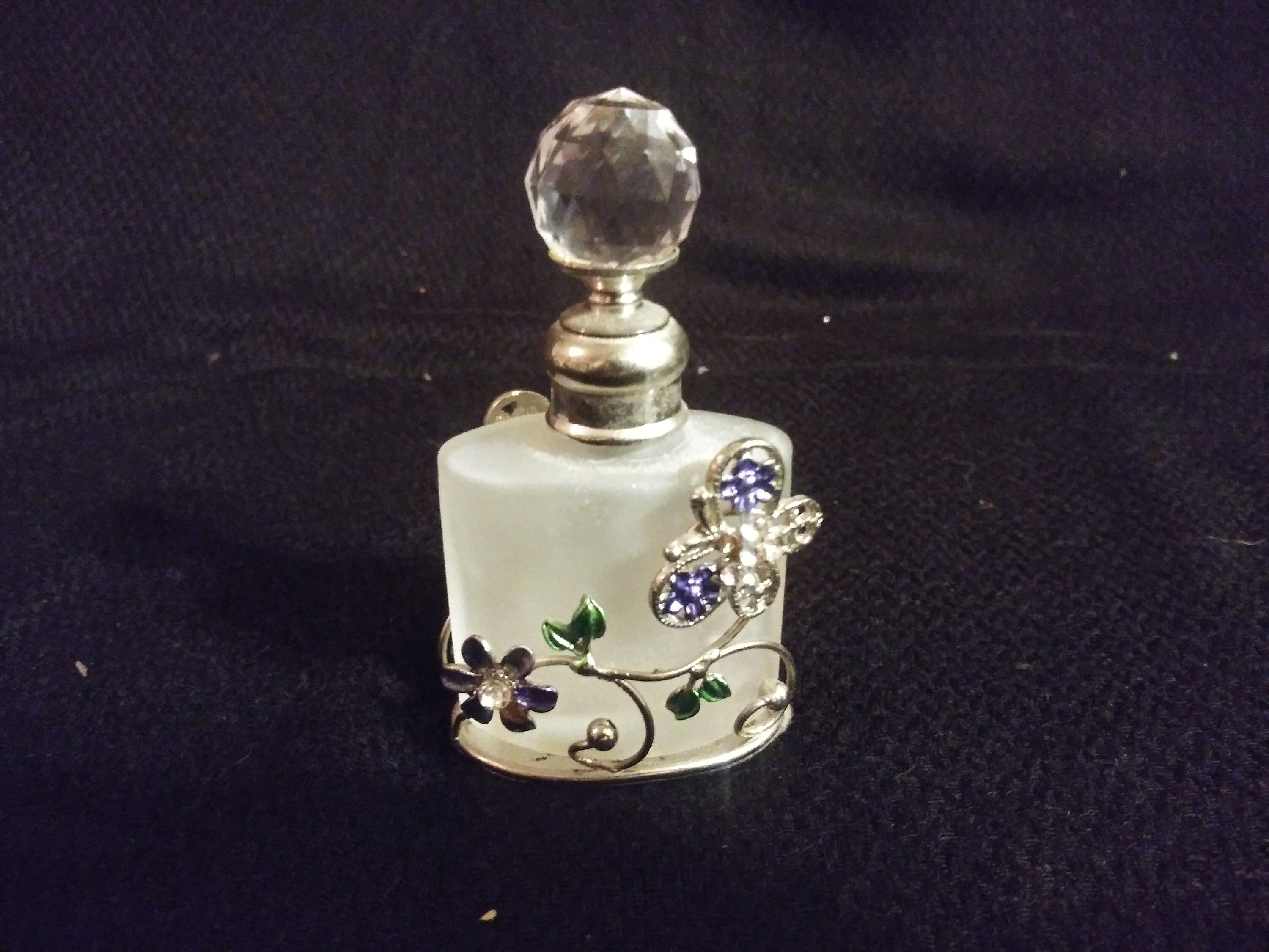 Frosted Glass Potion Bottle With Silver Jeweled Butterflies | Etsy