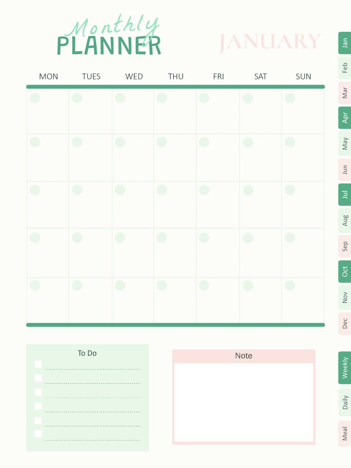 Easy to Use Eye Safe Digital Planner PDF, Monthly, Weekly, Daily, to Do ...