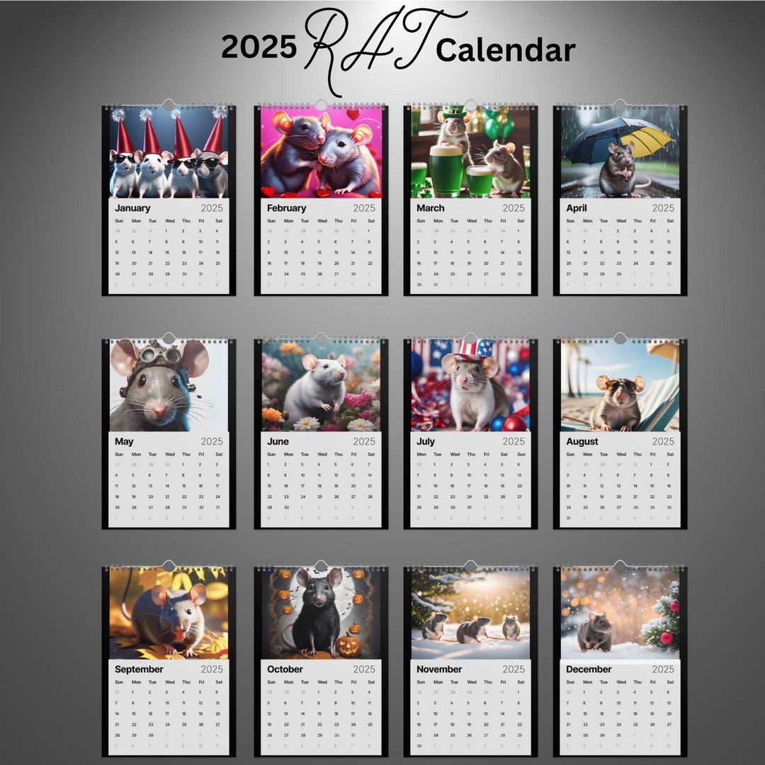 Rat Themed Wall Calendar (2025) USA Version - Etsy