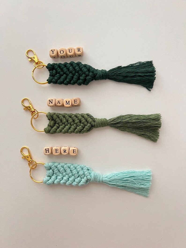 Custom Name Macrame Keychain With Beads, Fishtail - Etsy