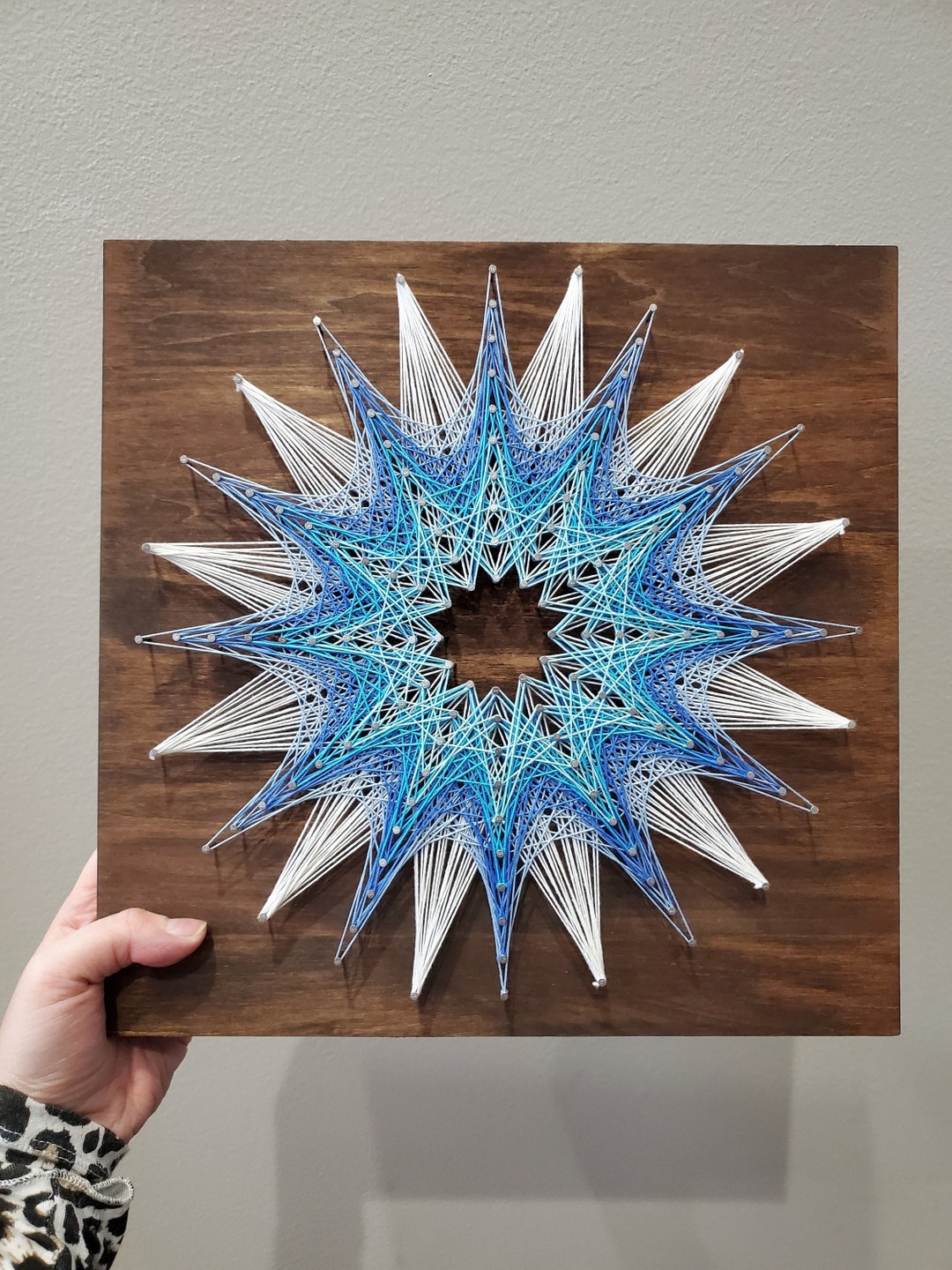 Geometric Blue and White String Art Mandala - Etsy
