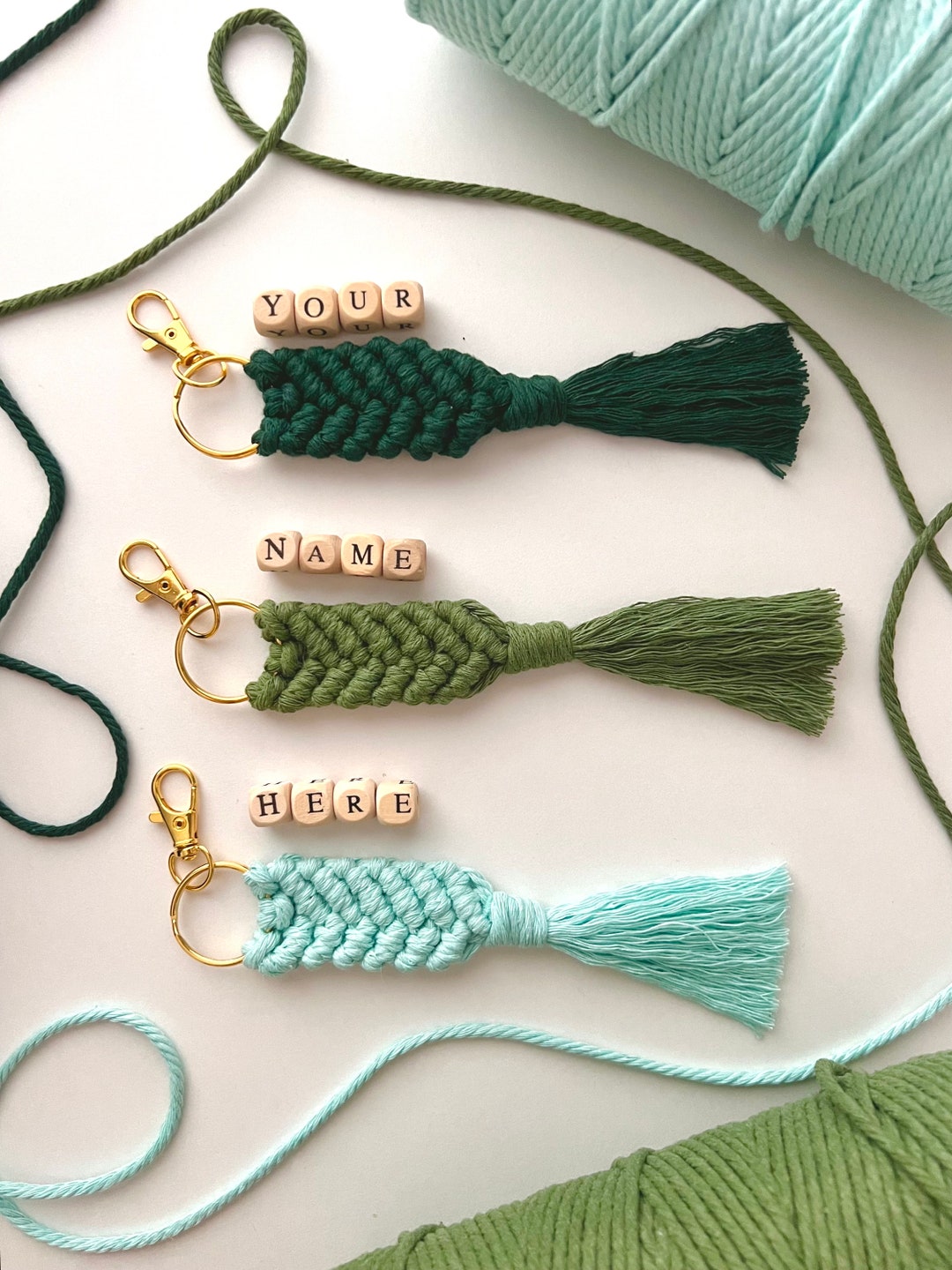 Custom Name Macrame Keychain With Beads, Fishtail - Etsy