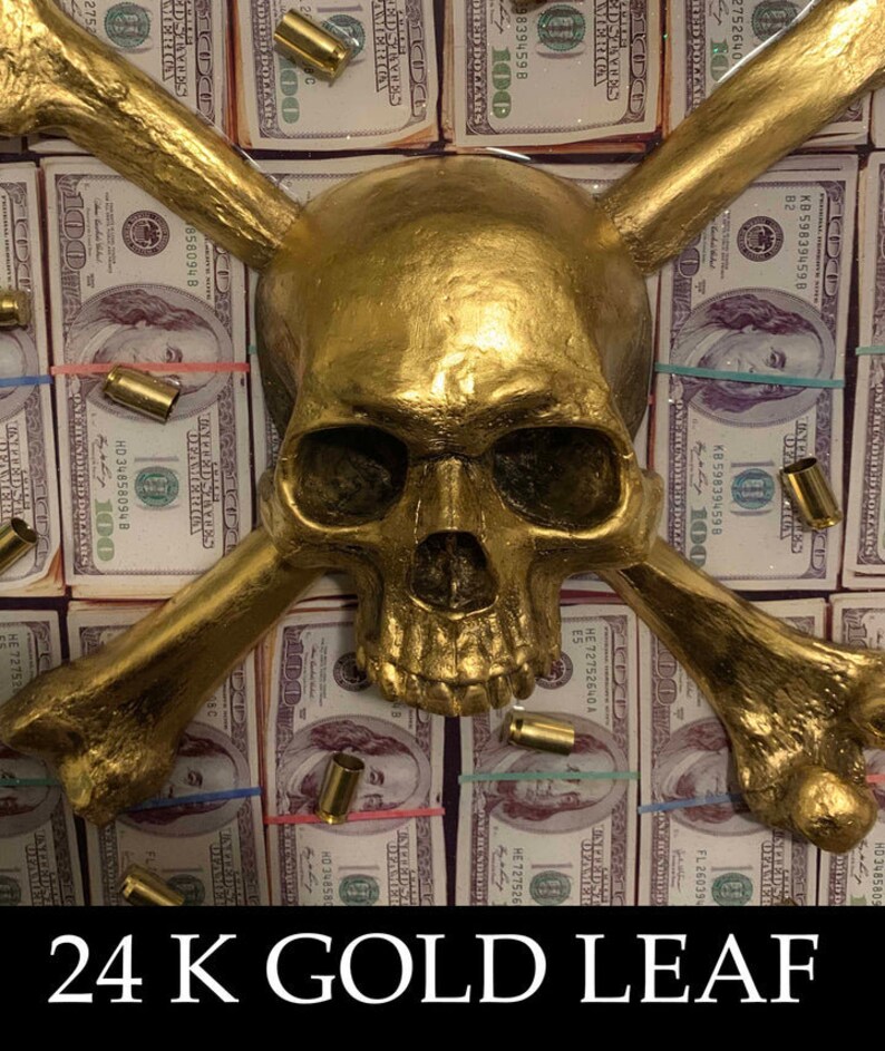3D GOLD Skull and Bones in Brief Case of Money - Etsy