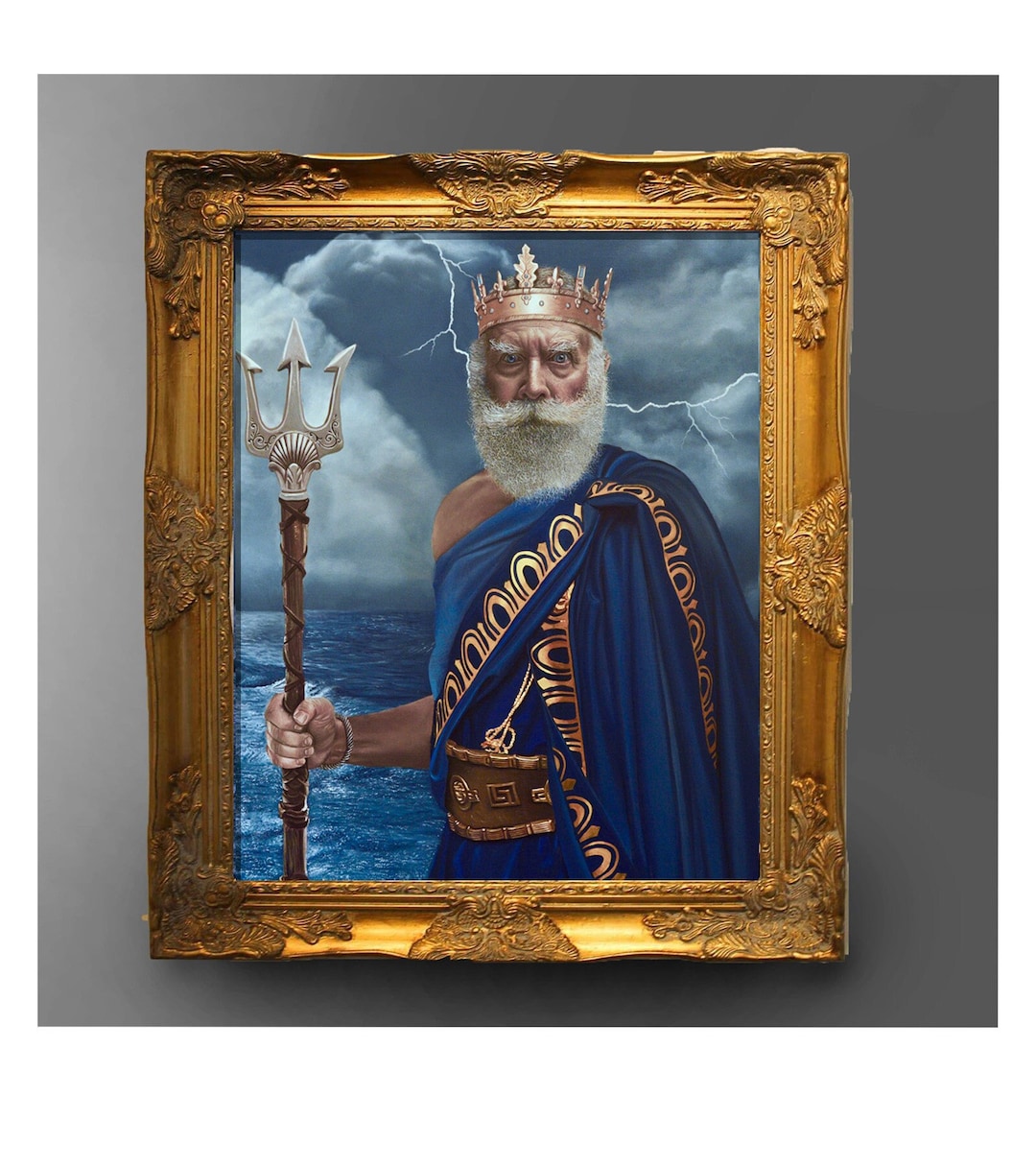Original "poseidon" Portrait Original Oil Painting on Canvas Board ...