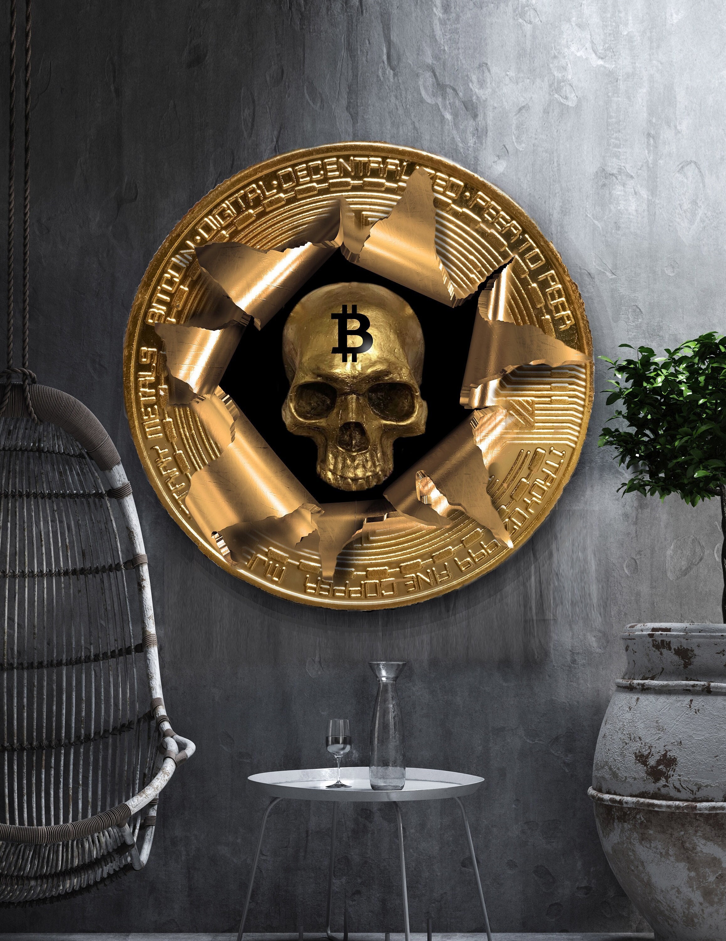 3D Giant Skull "hold Bitcoin or Die Trying" by Peter Perlegas - Etsy