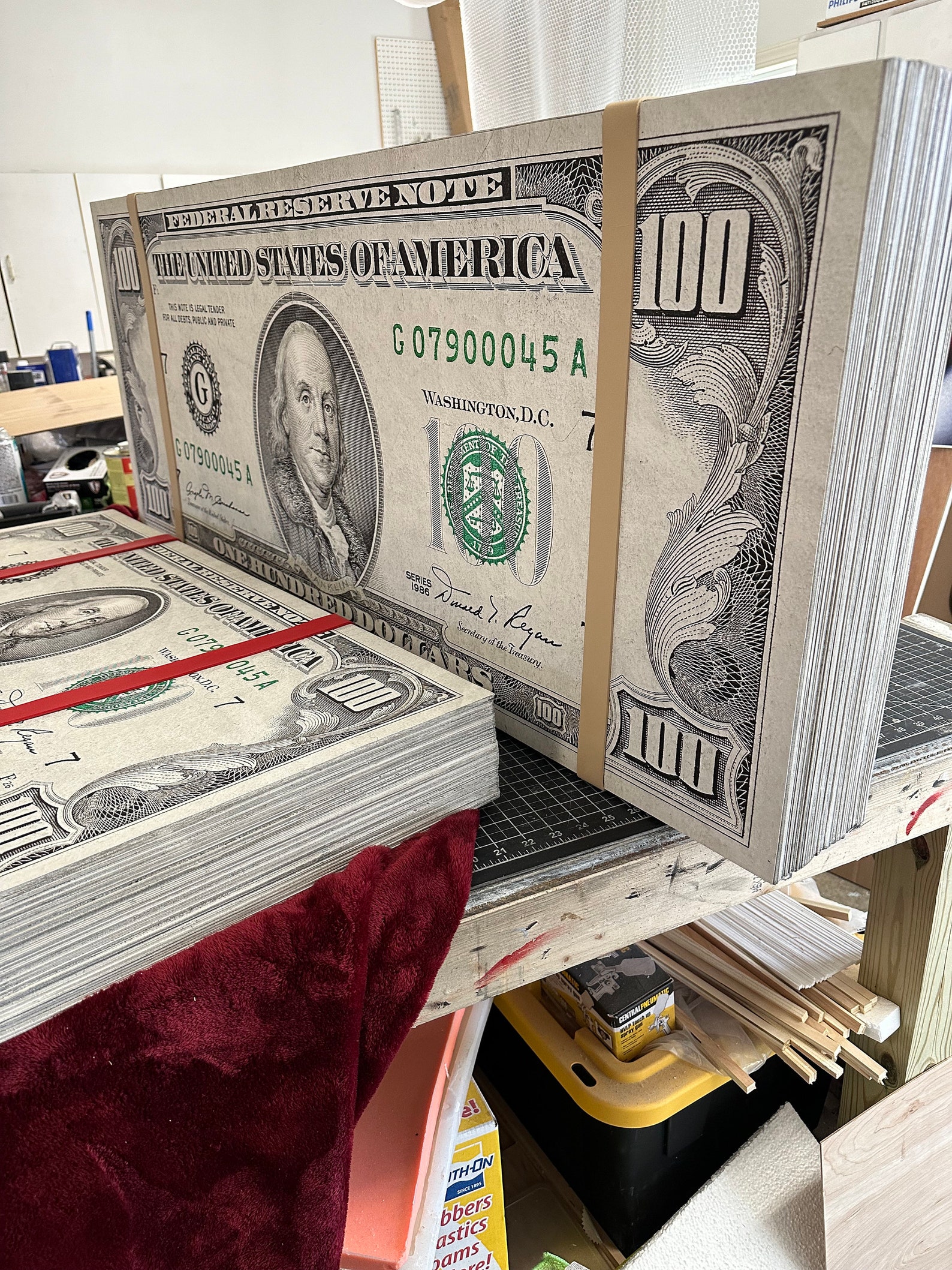 Giant 3D Money Stack Sculpture 80's Vintage 100 Dollar Bill - Etsy