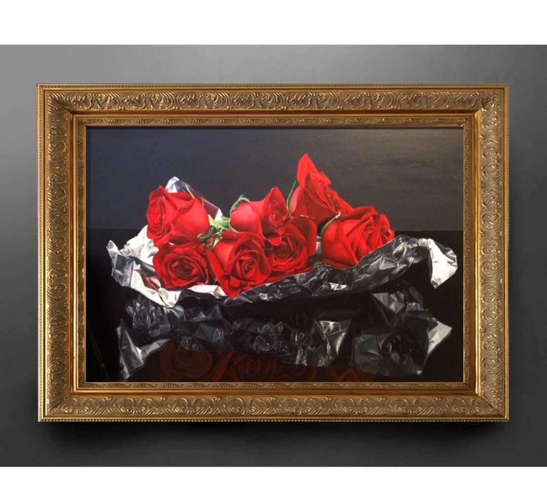 Original "garden Roses in Foil" Still Life Original Oil Painting on ...
