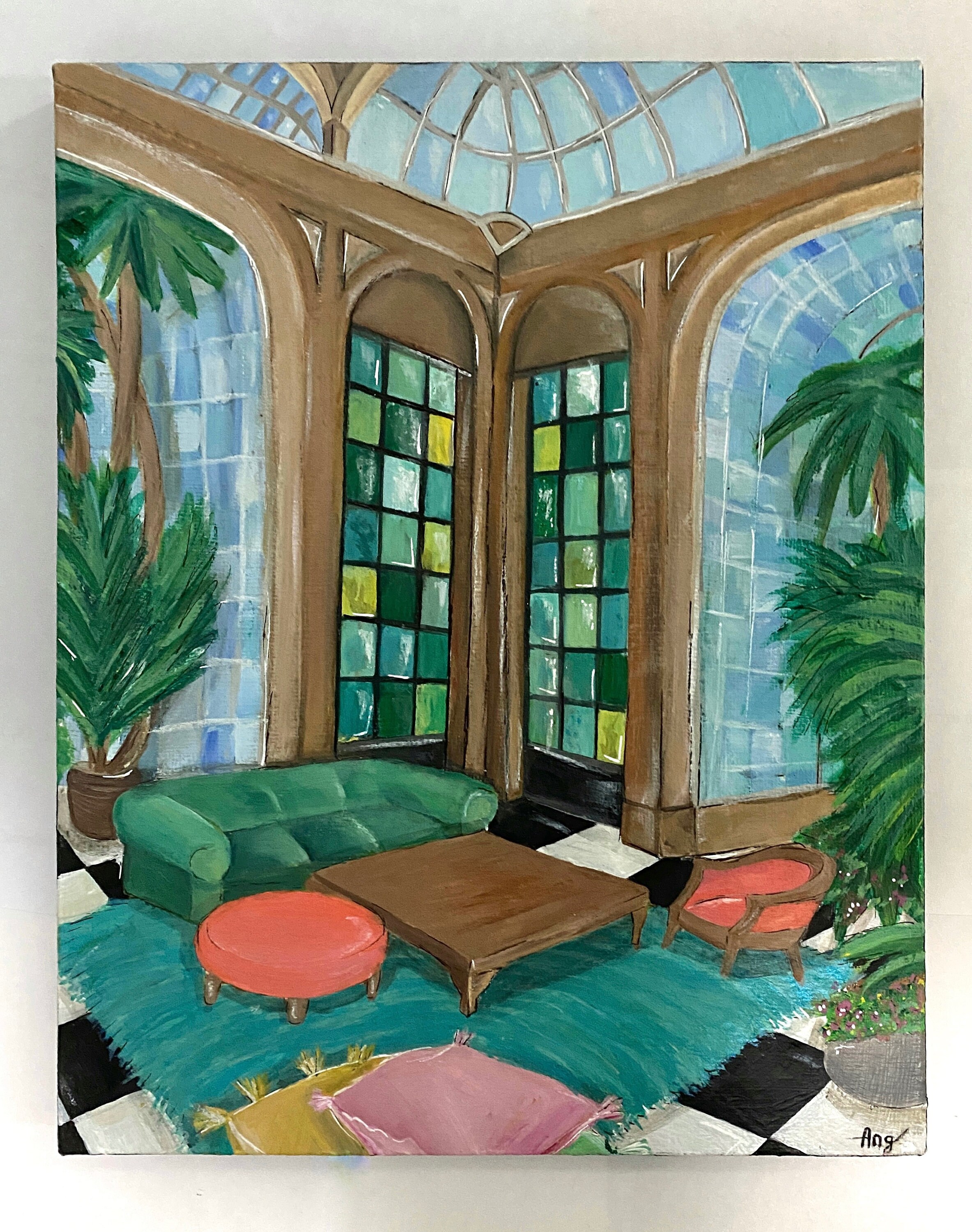 Abstract Stain Glass Greenhouse Acrylic Painting - Etsy