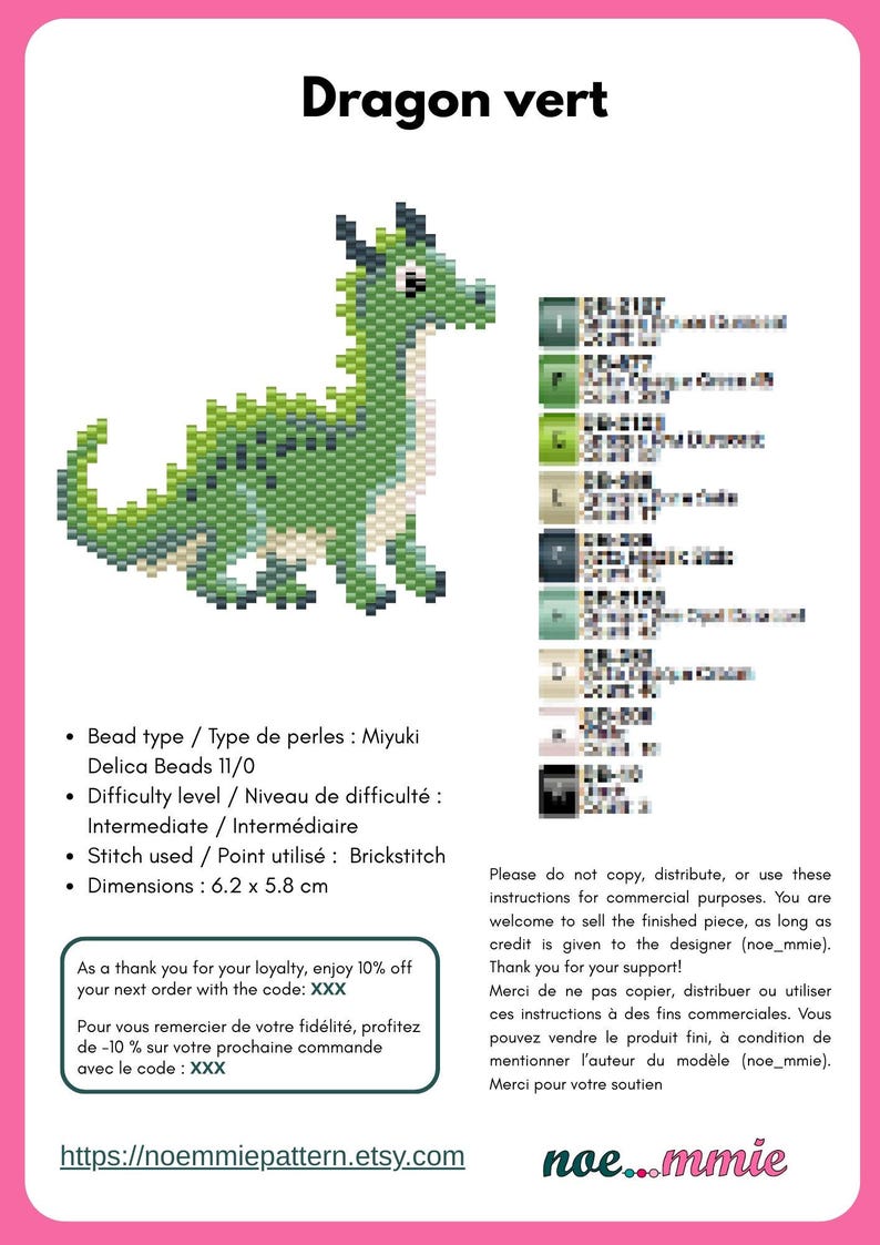 Motifs Dragons En Perles Miyuki - Patron Digital PDF Tissage ...