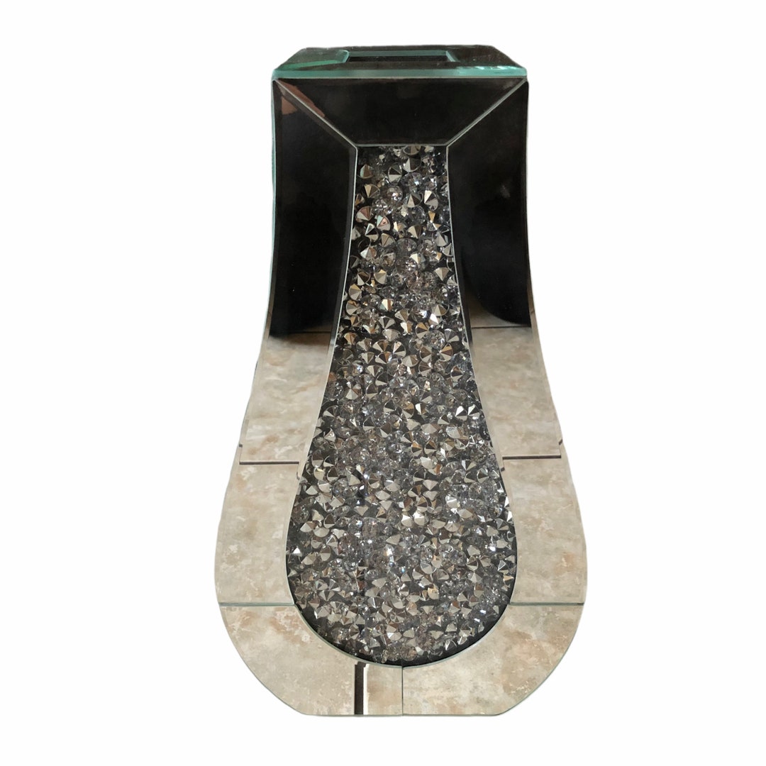 Silver Glass Mirror Crushed Diamond Designer Decor Crystal Diamante ...