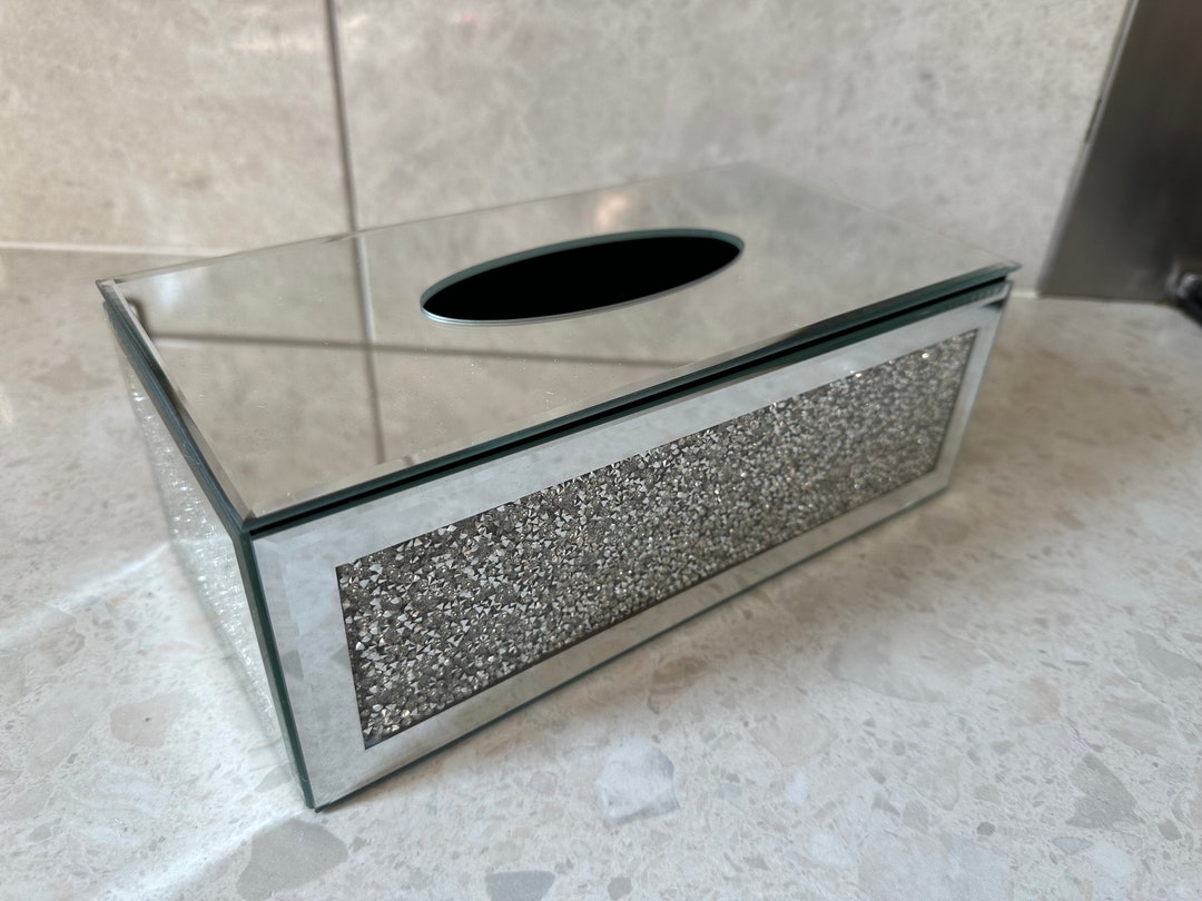 Silver Crushed Diamond Diamante Crystal Filled Tissue Box - Etsy
