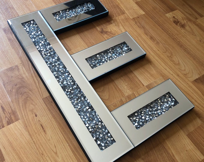 E Initials Letter Silver Mirror Glass Sign Wall Hanging Art | Etsy