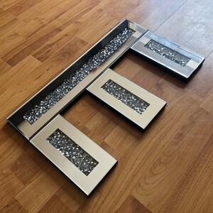 E Initials Letter Silver Mirror Glass Sign Wall Hanging Art - Etsy