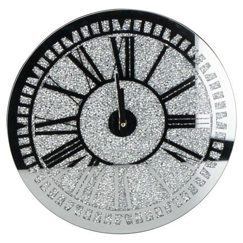 Numeric Wall Clock Silver Crushed Diamond Diamante Crystal - Etsy UK