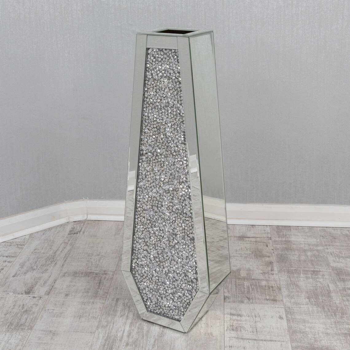 Silver Glass Mirror Crushed Diamond Designer Decor Crystal - Etsy