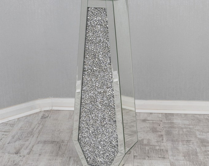 Silver Glass Mirror Crushed Diamond Designer Decor Crystal Diamante ...